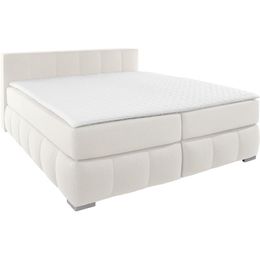 Home Affaire Boxspringbett &raquo;Chelles&laquo; inkl. Topper,, in XXL- &Uuml;berl&auml;nge 220 cm, Unterbox mit feine W&ouml;lbung beige Samtoptik (100% Polyester);Bezug der 
