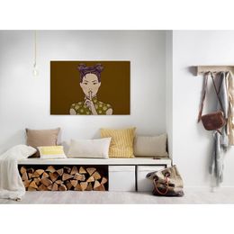 A.S. Cr&eacute;ation Leinwandbild &raquo;himari&laquo; Gem&auml;lde Kunst 1 Stk. tlg. Keilrahmen Bild Asiatisch Frau Leinwand-Bild Wohnzimmer modern Kinder gelb Holz, Stahl B/H/T: 90cm x 