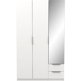 Demeyere Group Kleiderschrank &raquo;Ghost&laquo; wei&szlig; Holzwerkstoff Matt Weiss, B/H/T: 119,4cm x 203cm x 51,1cm, Schubladen: 2 Stk. T&uuml;ren: 3 Stk.