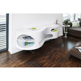 Salesfever Sideboard &raquo;Slough - Stilvolle Kommode&laquo; Kommode in extravaganter Form, Breite 200 cm wei&szlig; MDF B/H/T: 200cm x 60cm x 50cm, Wei&szlig;