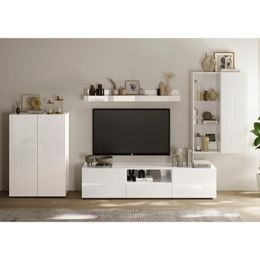 Home Affaire Wohnwand &raquo;Rio, 4tlg. Breite 300 cm, modernes, elegantes Wohnzimmer-Set&laquo; 4 Stk. tlg. wei&szlig; Holzwerkstoff B/H/T: 300cmcm x 200cmcm x 42cmcm