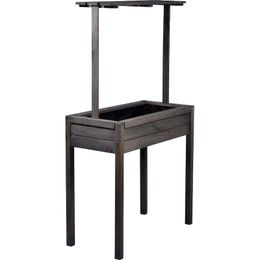 Dobar Hochbeet &raquo;Florenz&laquo; mit erh&ouml;hter Ablage, FSC -zertifiziertes Kiefernholz, farbig lasiert grau Holzwerkstoff B/H/T: 40cm x 145cm x 80cm