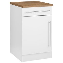 KOCHSTATION Unterschrank &raquo;KS-Samos&laquo; 50 cm breit wei&szlig; wei&szlig;, B/H/T: 50cm x 85cm x 60cm, T&uuml;ren: 1 Stk.