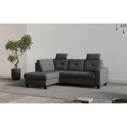 OTTO home Ecksofa &raquo;Varese&laquo; wahlweise mit Schlaffunktion und Bettkasten grau 95%Polyester 5%Polyamid B/H/T: 226cm x 91cm x 170cm, Flachgewebe LINO, 