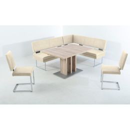 K+w Komfort & Wohnen K+W Komfort & Wohnen Essgruppe 4 Stk. tlg. langer Schenkel links oder rechts, 2 Freischwinger, 1 Funktionstisch wei&szlig; B/H/T: 199cm x 89cm x 158cm, 