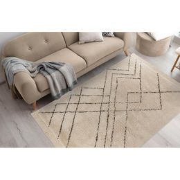 Kayoom Teppich &raquo;Mylen 625&laquo; rechteckig 20 mm H&ouml;he beige Baumwolle B : 160cm 1 Stk., 20mm, L: 230cm