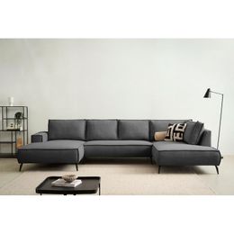 OTTO home Wohnlandschaft &raquo;TVINNU Cord, 354 cm&laquo; Recamiere rechts/links, schwarze Metallf&uuml;&szlig;e, bequeme Sitz-/Liegefl&auml;che B/H/T: 354cm x 83cm x 193cm, 