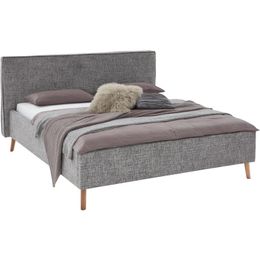 Meise M&ouml;bel meise.m&ouml;bel Polsterbett &raquo;Riva&laquo; mit eichefarbigen Holzf&uuml;&szlig;en, wahlweise mit Bettkasten und Lattenrost grau Liegefl&auml;che L&auml;nge B: 200cm x 160cm, 