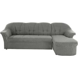 DOMO collection Ecksofa &raquo;Pegnitz, elegante R&uuml;ckensteppung, komfortabel, Breite 238cm, L-Form&laquo; wahlweise mit Bettfunktion grau 100% Polyester B/H/T: 