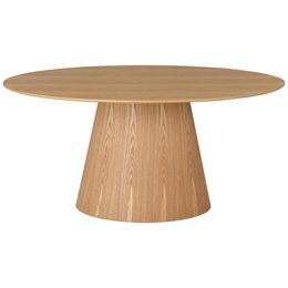 Mid.you Esstisch, Eiche, Holz, Holzwerkstoff, Eiche, furniert, oval, S&auml;ule, 90x76x160 cm, Esszimmer, Tische, Esstische, Esstische oval