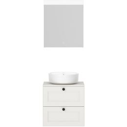 Nobilia Badm&ouml;bel-Set &raquo;Cascada&laquo; Set, inkl. Aufsatzwaschbecken und beleuchtetem Spiegel mit Touch-Sensor, 2 Stk. tlg. wei&szlig; B/H/T: 60cmcm x 184cmcm x 