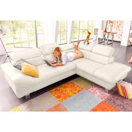 COTTA Ecksofa &raquo;Driver L-Form, B: 265 cm&laquo; Kopfteilverstellung, optional Schlaffunktion & Bettkasten wei&szlig; Kunstleder SOFTLUX ;LEDER BEEFY (ein 