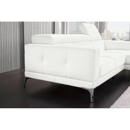 Egoitaliano Ecksofa &raquo;Claudie, Designsofa mit extrakomfortablem Sitzkomfort, L-Form&laquo; Inkl. Kopfteilverstellung, L-Form wei&szlig; Luxus-Microfaser (100% Polyester) Leder