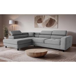 OTTO home Ecksofa &raquo;AADEN Schlafsofa 254 cm - OTTO. Verl&auml;ssliche Qualit&auml;t.&laquo; mit Bettfunktion, Bettkasten, Kopfst&uuml;tzen, rechts/links bestellbar grau 100