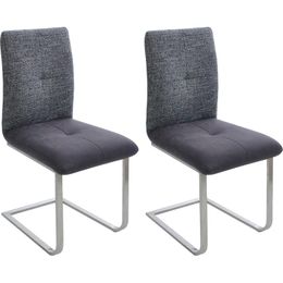 K+w Komfort & Wohnen K+W Komfort & Wohnen Freischwinger &raquo;Giacomo II&laquo; (Set) 2 Stk.mit Metallgriff am R&uuml;cken, Sitz und R&uuml;cken gesteppt in Materialmix grau Polyester B/H/T: 