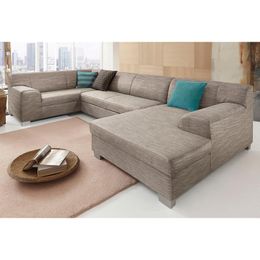 DOMO collection Wohnlandschaft &raquo;Amando in vielen Bezugsvarianten, auch in Leder, komfortabel, U-Form&laquo; wahlweise mit Bettfunktion, fester Sitzkomfort, 