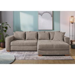 Jockenh&ouml;fer Ecksofa &raquo;Kampen L-Form, B: 288 cm, Liegefl. 153x245 cm&laquo; mit Schlaffunktion, Bettkasten & Zierkissen, Federkern beige Korpus: 100% Polyester;Kissen: 