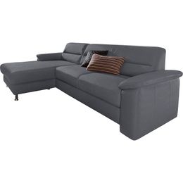 Sit & More sit&more Ecksofa &raquo;Ascara L-Form&laquo; inklusive Boxspring/Federkern-Polsterung, wahlweise mit Schlaffunktion grau NaturLEDER (echtes Rindsleder), Korpus in
