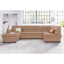 Sit & More sit&more Wohnlandschaft &raquo;Pisa U-Form&laquo; mit Federkern, wahlweise mit Schlaffunktion braun Flachgewebe (100% Polyester);Luxus-Microfaser1 (100% Polyester