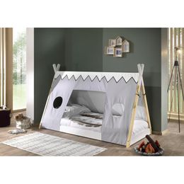 Vipack Kinderbett &raquo;TIPI, Kiefer massiv, 2-farbig lackiert, mit Rolllattenrost&laquo; B/H/T ca. 206x134,5x105,5cm, mit Textil-Zeltdach, niedriger Betteinstieg, 