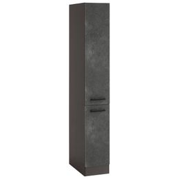 KOCHSTATION Apothekerschrank &raquo;KS-Tulsa&laquo; 30 cm breit, 200 cm hoch, mit 2 Ausz&uuml;gen, Metallgriff, MDF Front grau grafit, B/H/T: 30cm x 200cm x 60cm