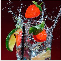 Artland Glasbild &raquo;Frischer Fruchtcocktail I&laquo; Getr&auml;nke 1 Stk. tlg. in verschiedenen Gr&ouml;&szlig;en bunt B/H/T: 50cm x 50cm, Glasbild Getr&auml;nke, 1 Stk.