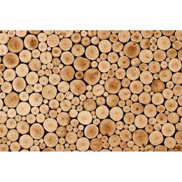 papermoon Fototapete &raquo;Round Teak Wood&laquo; glatt bunt Vlies B/L: 5m x 2,8m, Bahnen: 10 Stk.