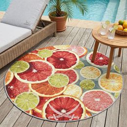 Sansibar Teppich &raquo;Rantum Beach 003&laquo; rund 5 mm H&ouml;he Flachgewebe, modernes Sommer Design, In- und Outdoor geeignet bunt Polypropylen &Oslash; 160cm 1 Stk., 5mm, &Oslash; 160cm