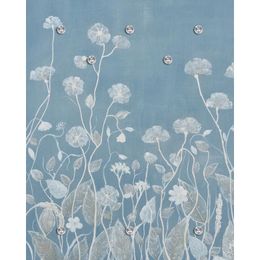 queence Garderobenpaneel &raquo;Wandgarderobe mit Motiv Blumenwiese in Hellblau inkl. Edelstahlhaken&laquo; 1 Stk. tlg. HD Premium Druck auf Acrylglas blau 