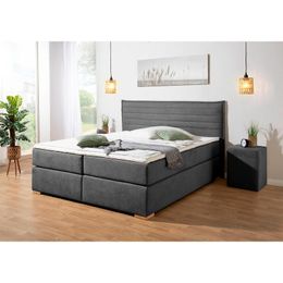 Home Affaire Boxspringbett &raquo;"&Ouml;stermoor"&laquo; in H2, H3 oder H4 erh&auml;ltlich grau Struktur H&auml;rtegrad der Matratze H4, Liegefl&auml;che B/L: 180cm x 200cm, Gewicht