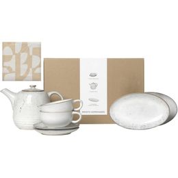 Broste Copenhagen Teeservice &raquo;Single Geschirr-Set Nordic Sand, inkl. 1 P&auml;ckchen Papierserviette&laquo; Beliebte Geschirr Sets Exclusiv mit Geschenk beige Keramik 8 Stk.