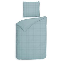 Wendebettw&auml;sche &raquo;Diamante&laquo; 2 Stk. kariert, hochwertiges Mako-Satin, Bettw&auml;sche ab 135x200 cm. blau Mako-Satin, Obermaterial: 100% Baumwolle B/L: 155cm