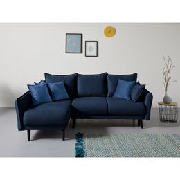 Home Affaire Ecksofa &raquo;Asra L-Form, B: 240 cm&laquo; Schlaffunktion, Bettkasten, Taschen & 3 Zierkissen, Federkern blau 100% Polyester B/H/T: 240cm x 95cm x 
