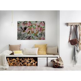 A.S. Cr&eacute;ation Leinwandbild &raquo;funky birds&laquo; Kunst V&ouml;gel 1 Stk. tlg. Keilrahmen Bild mit V&ouml;gel Floral Leinwand-Bild Wohnzimmer modern Wand bunt Holz, Stahl B/H/T: 90cm 