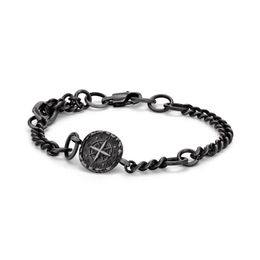 Fynch-Hatton Herren Fynch-Hatton Armband &raquo;Schmuck Edelstahl Armkette The Antique Explorer Kompass&laquo; braun 21,5cm, Edelstahl