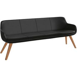 Musterring Essbank &raquo;Tavia&laquo; Stativgestell Wildeiche massiv ge&ouml;lt, Breite 180, 200 oder 220 cm schwarz B/H/T: 200cm x 87cm x 66cm, Echtleder