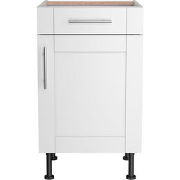 KOCHSTATION Unterschrank &raquo;KS-Ahus&laquo; Breite 50 cm wei&szlig; wei&szlig;, B/H/T: 50cm x 87cm x 58,4cm, Schubladen: 1 Stk. T&uuml;ren: 1 Stk.