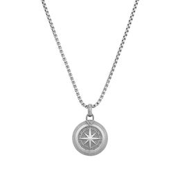 Tom Tailor Herren Tom Tailor Kette mit Anh&auml;nger &raquo;Schmuck Geschenk Edelstahl Windrose&laquo; silber Edelstahl, L: 55 B: 2,4mm
