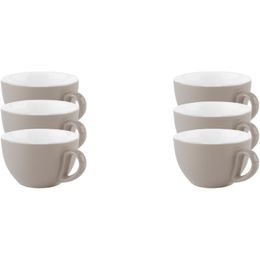 APS Cappuccinotasse &raquo;6er Set Cappuccino Tassen -SNUG-&laquo; f&uuml;r Hei&szlig;getr&auml;nke aller Art geeignet grau Porzellan &Oslash; 10,5cm x 6,5cm, 300ml, 6 Stk.