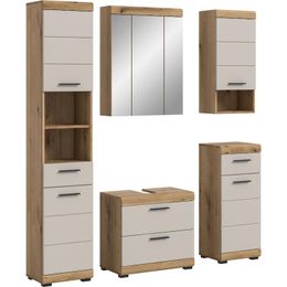 Welltime Badm&ouml;bel-Set &raquo;SIENA, 5 teilig, bestehend aus:&laquo; Set, TOPSELLER!, 5 Stk. tlg. beige Holzwerkstoff, MDF B/H/T: 164cmcm x 191cmcm x 34cmcm