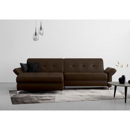 Home Affaire Ecksofa &raquo;Maredo L-Form&laquo; Federkern, wahlweise auch mit Kopfteil- und Armlehnverstellung braun 100% Polyester B/H/T: 284cm x 89cm x 179cm, 