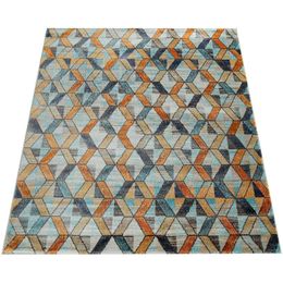 Paco Home Teppich &raquo;Jazz 701&laquo; rechteckig 14 mm H&ouml;he Kurzflor, modernes geometrisches Design und Used-Look bunt Polypropylen (PP) B : 120cm 1 Stk., 14mm, L: 170cm