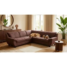 OTTO home Ecksofa &raquo;Silkeborg 251 x 251 cm, formsch&ouml;nes Sofa mit dunklen F&uuml;&szlig;en&laquo; aus haustierfreundlichem Pet Friendly Bezug braun 100% Polyester B/H/T: