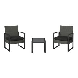 Ambia Garden Balkonset, Grau, Metall, Kunststoff, Textil, 3-teilig, F&uuml;llung: Schaumstoff, U-Form, geeignet f&uuml;r Balkon, Balkonm&ouml;bel, Balkonm&ouml;bel-Sets