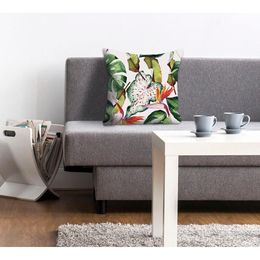 queence Dekokissen &raquo;Noah&laquo; Kissenh&uuml;lle,tropische Bl&auml;tter,Gr&uuml;n,Exotisch,Dschungel,Pflanzenmuster gr&uuml;n Polyester B/L: 40cm x 40cm, 1 Stk.