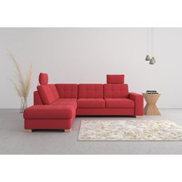 Sit & More sit&more Ecksofa &raquo;Quincy L-Form&laquo; wahlweise mit Schlaffunktion und Bettkasten rot B/H/T: 249cm x 82cm x 213cm, Luxus-Microfaser, Ottomane links,mit 