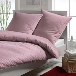 Elegante Bettw&auml;sche &raquo;Hamburger Streifen&laquo; 2 Stk. angenehmes Hautgef&uuml;hl rot Mako-Satin, Obermaterial: 100% Baumwolle B/L: 155cm x 220cm, 1 Stk., 1 Stk., Mako-