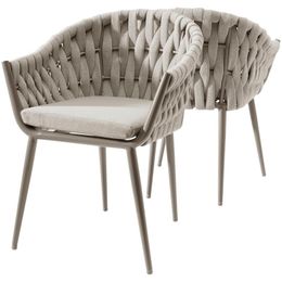Destiny Gartensessel &raquo;MOLINO&laquo; Set, 2 Stk. tlg. Aluminium, Rope grau Bezug: 100% Polyester Polyester, B/H/T: 61cm x 81cm x 59cm
