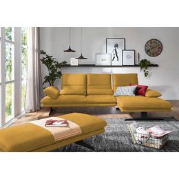 W.Schillig Ecksofa &raquo;broadway, Designsofa mit tollem Sitzkomfort&laquo; Sitztiefenverstellung, Kopfteil- & Seitenteilverstellung, Breite 291cm gelb Longlife 