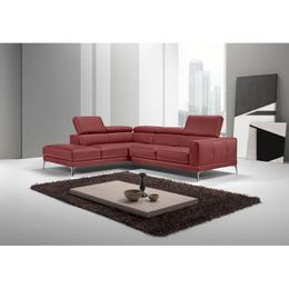 Egoitaliano Ecksofa &raquo;Claudie, Designsofa mit extrakomfortablem Sitzkomfort, L-Form&laquo; Inkl. Kopfteilverstellung, L-Form rot Luxus-Microfaser (100% Polyester) Leder 